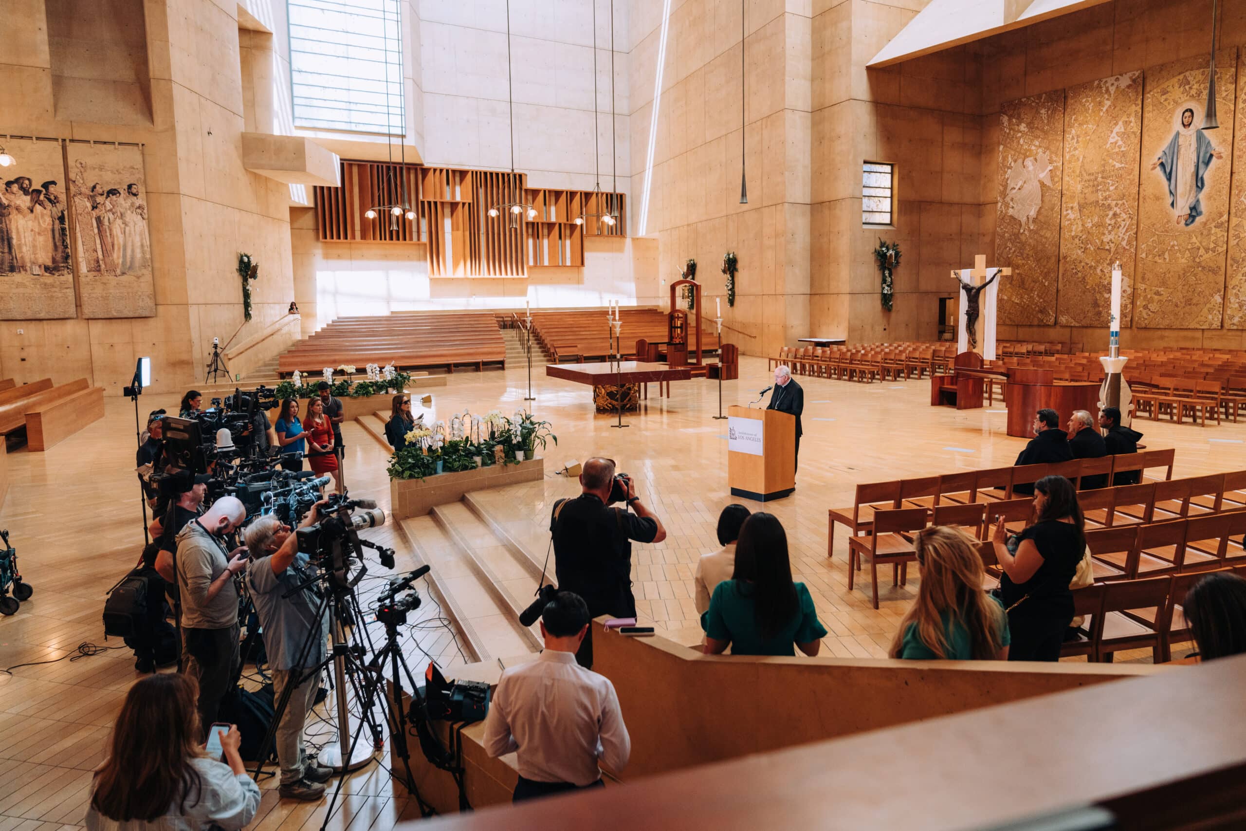 Archbishop Gomez praises Pope Leo XIV at cathedral press conference ...